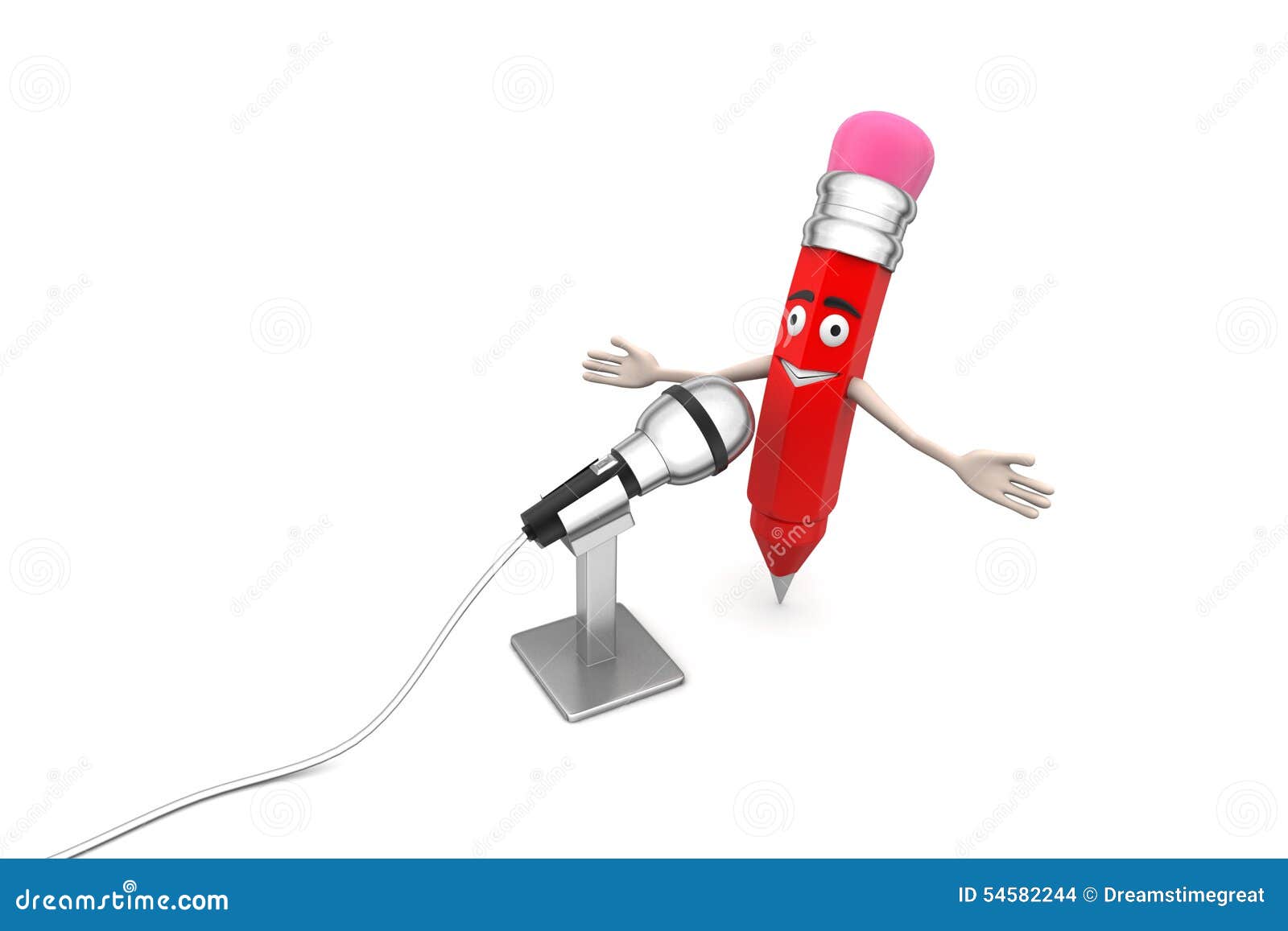 Crayon Comique Avec Le Microphone Illustration Stock - Illustration of ...