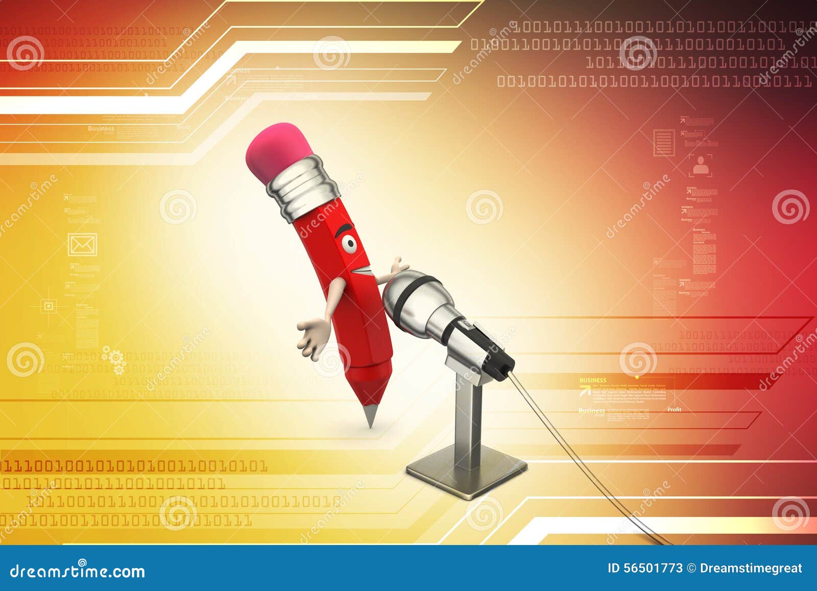 Crayon Comique Avec Le Microphone Illustration Stock - Illustration du ...