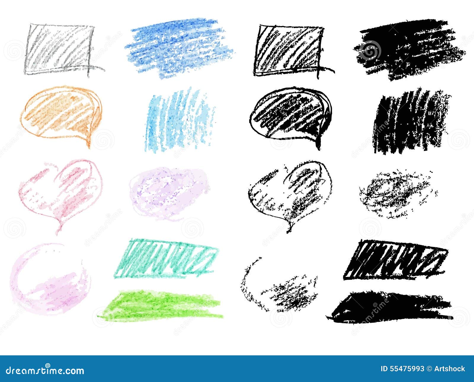 Crayon Doodles stock vector. Illustration of pastel, color - 55475993