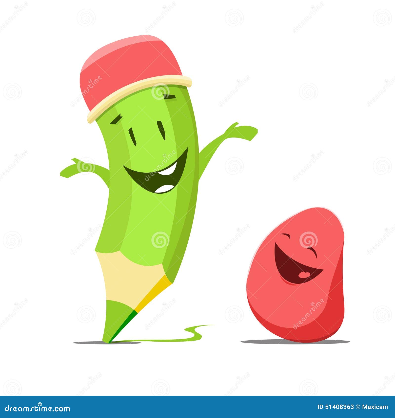 Crayon Et Gomme Mignons Drôles Illustration de Vecteur - Illustration ...