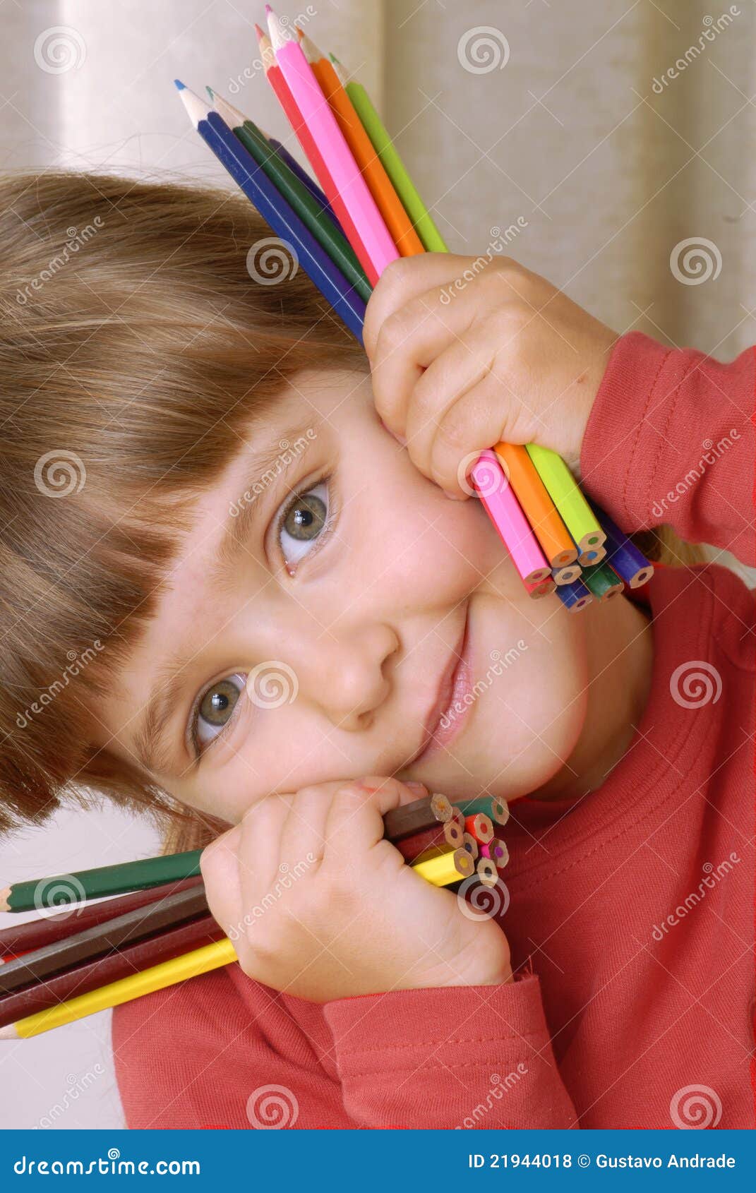 Crayon Girl. stock photo. Image of drawing, book, homework - 21944018