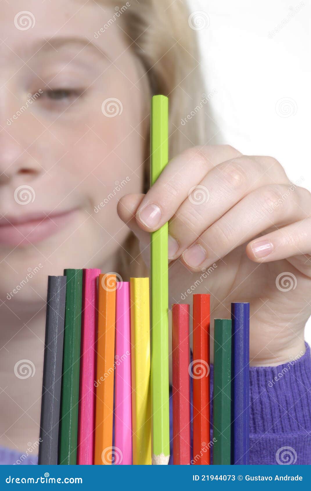 Crayon Girl. stock image. Image of care, painting, indoor - 21944073