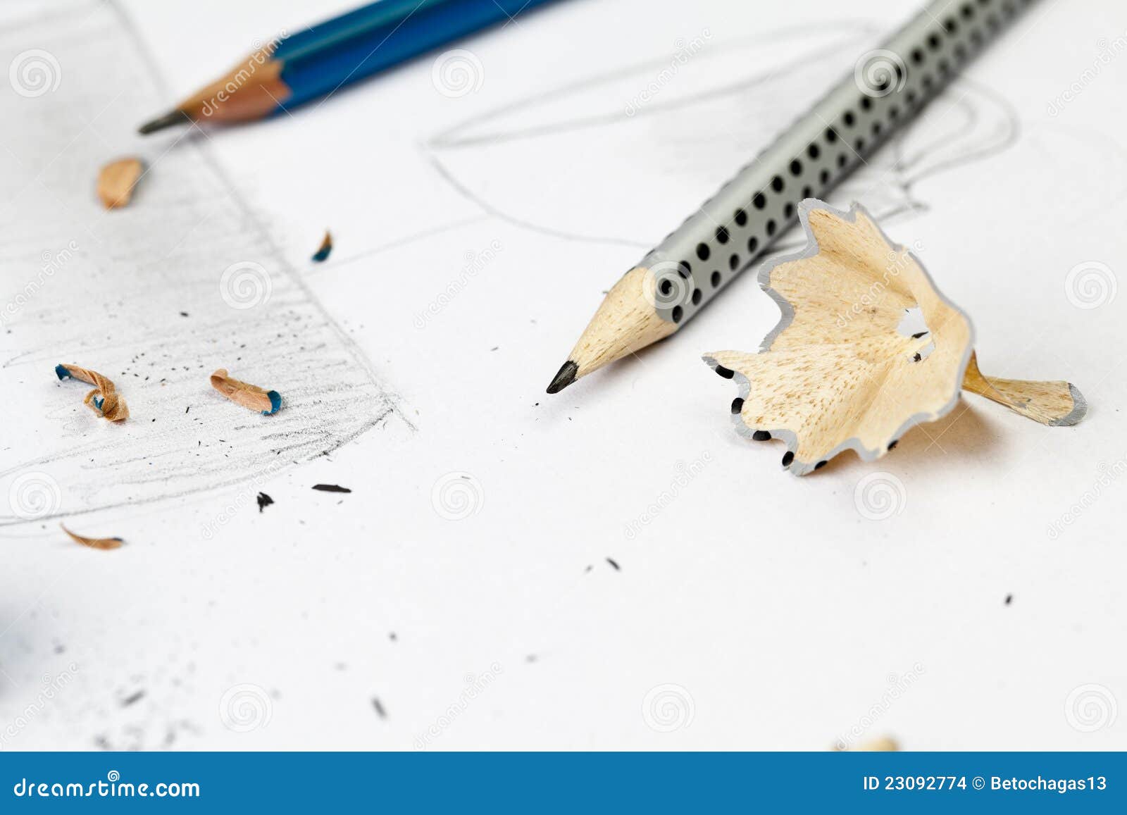 Crayon gris pointu photo stock. Image du pouces, retrait - 23092774