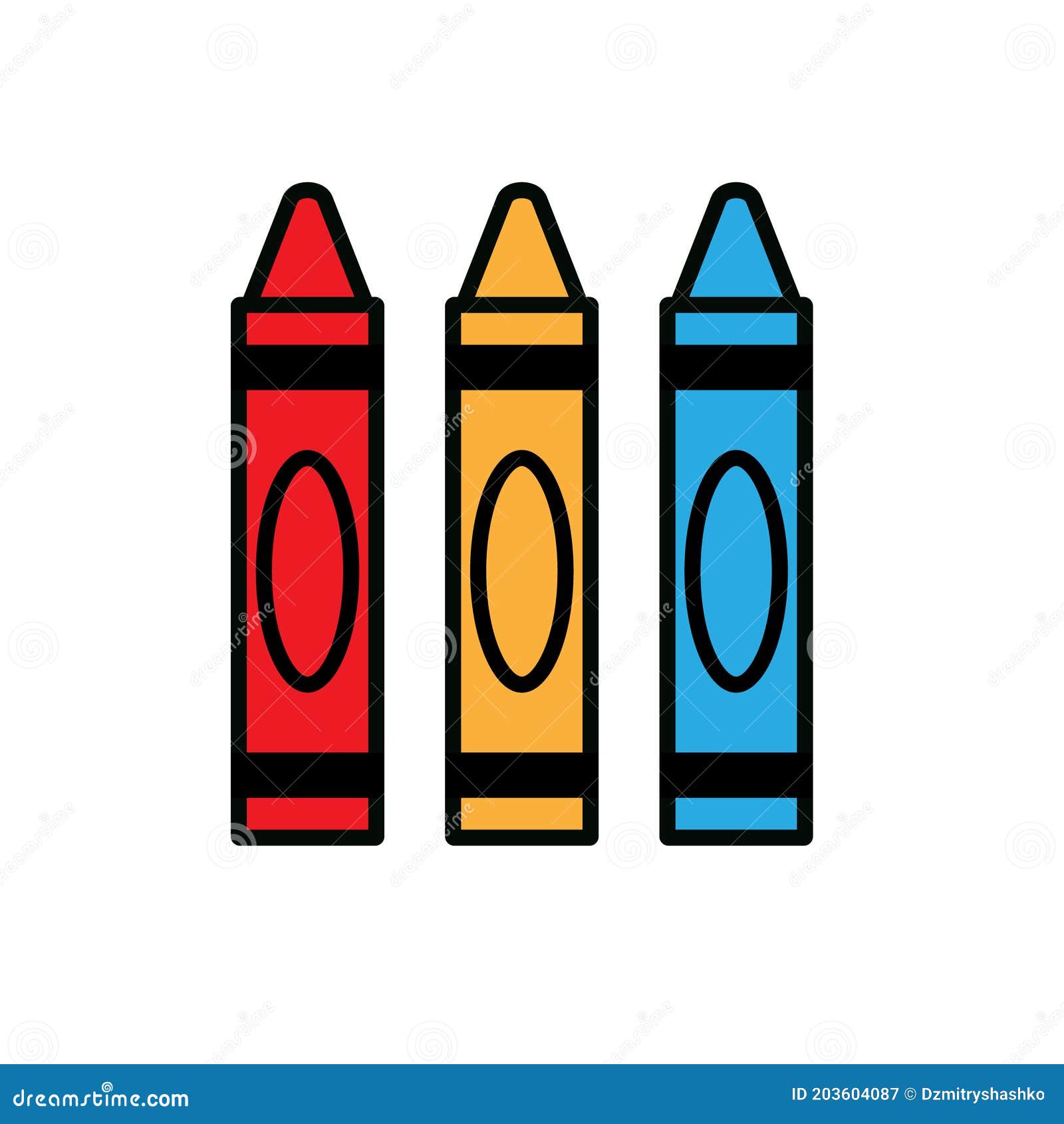 3 Crayon icon stock vector. Illustration of background - 203604087