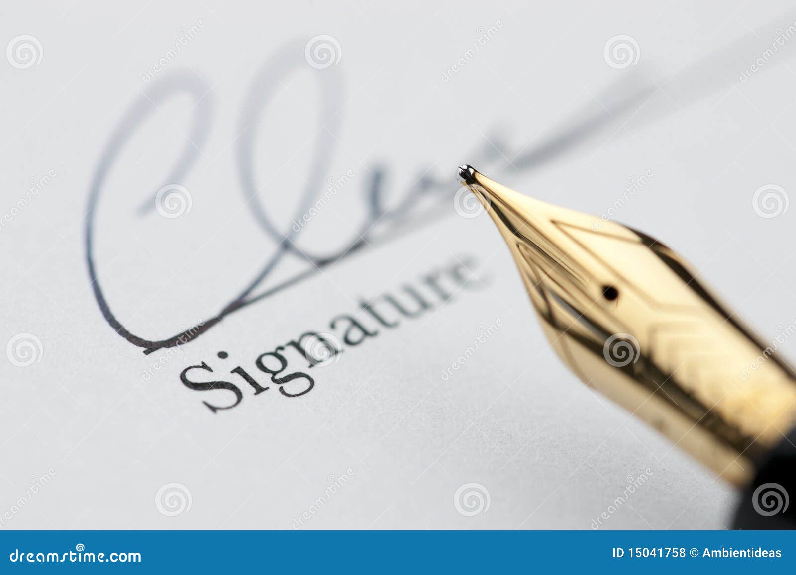 Crayon Lecteur D'or Avec La Signature Photo stock - Image du ...