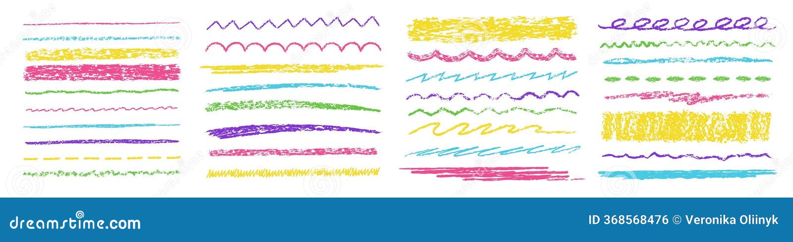 Crayon Lines And Strokes. Scrawl Separator, Chalk Textured Stroke ...