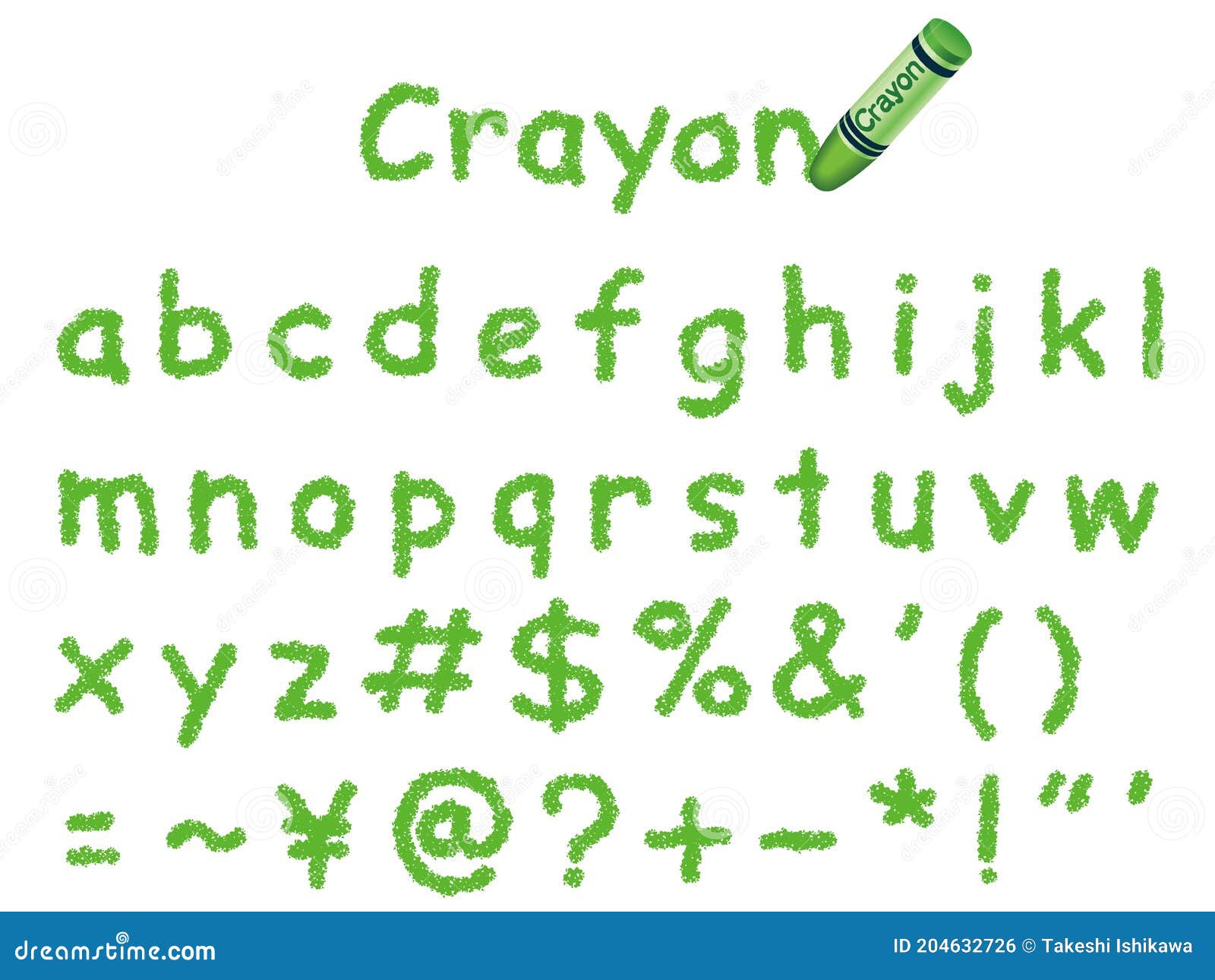 Vector Crayon Font Isolated on a White Background. Lower-case and Signs ...