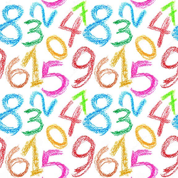 Crayon numbers seamless stock illustration. Illustration of chalk ...