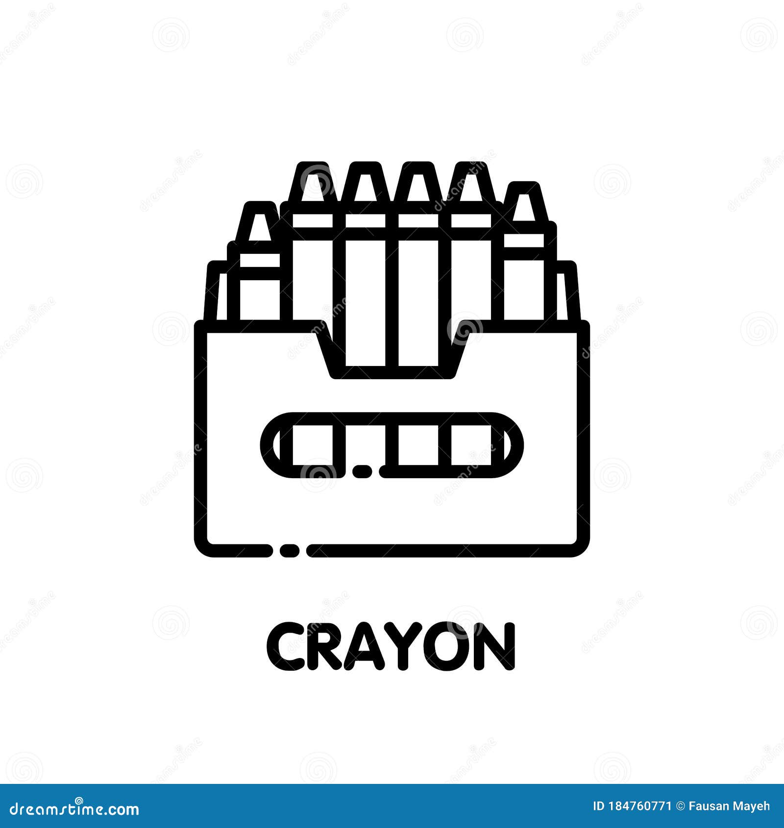 Crayon Outline Icon Style Design Illustration on White Background Stock ...