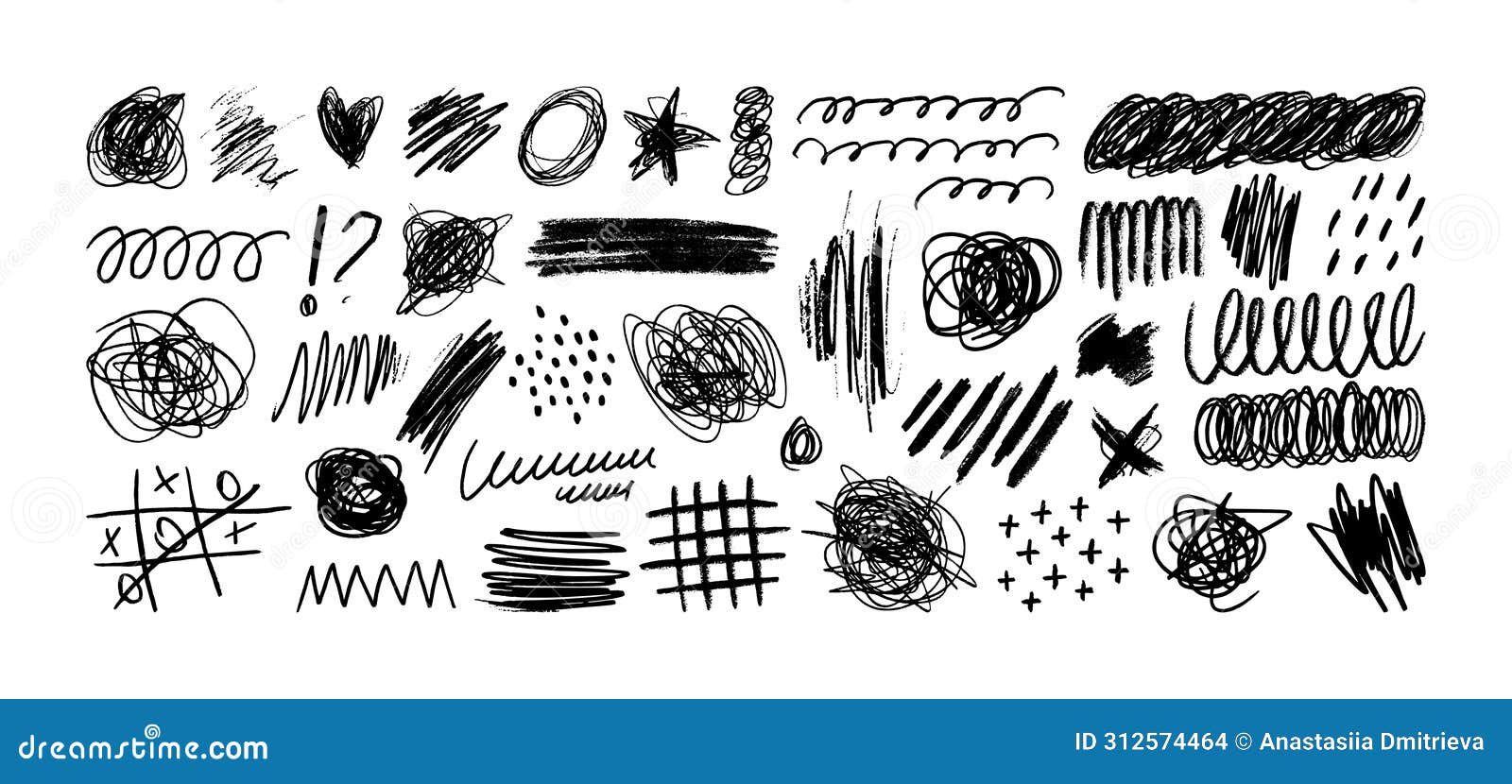 Crayon Pencil Scribble Textures and Shapes. Children S Charcoal Hand ...