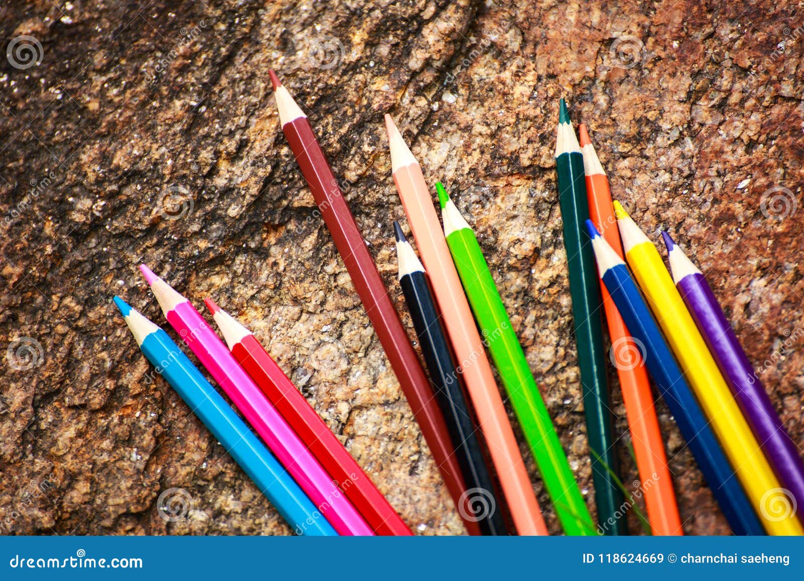 The Crayon are on the Ground. Stock Image - Image of desk, learning ...