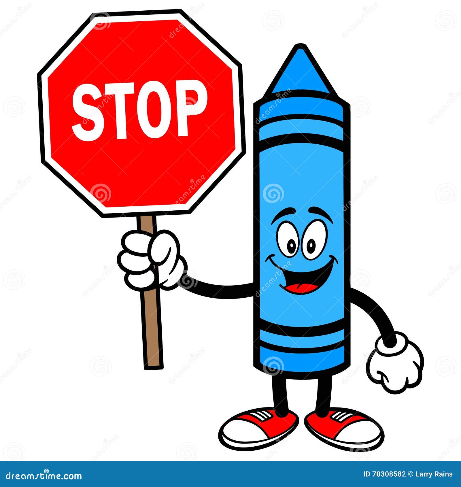 Crayon with a Stop Sign stock vector. Illustration of craft - 70308582