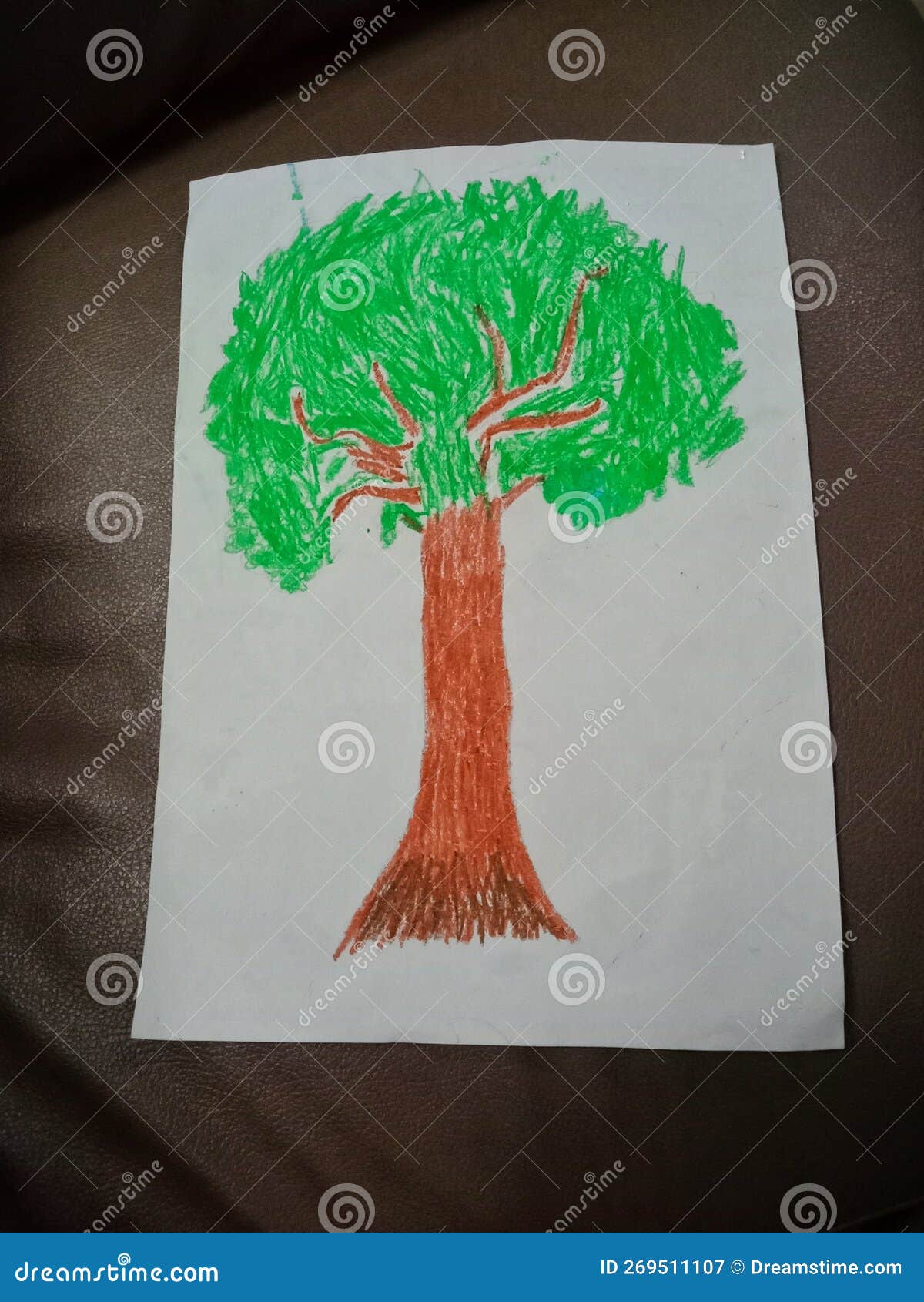 Crayon tree from kid stock image. Image of green, nature - 269511107