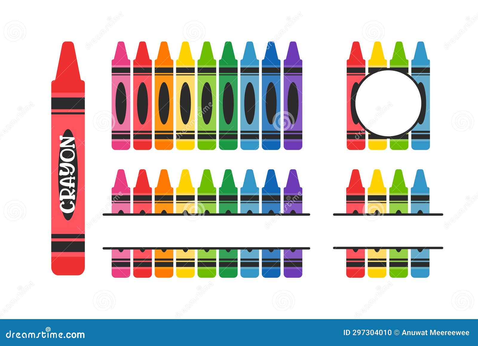 Crayon Vector a Variety of Color Crayons Arranged Leave Space for Text ...
