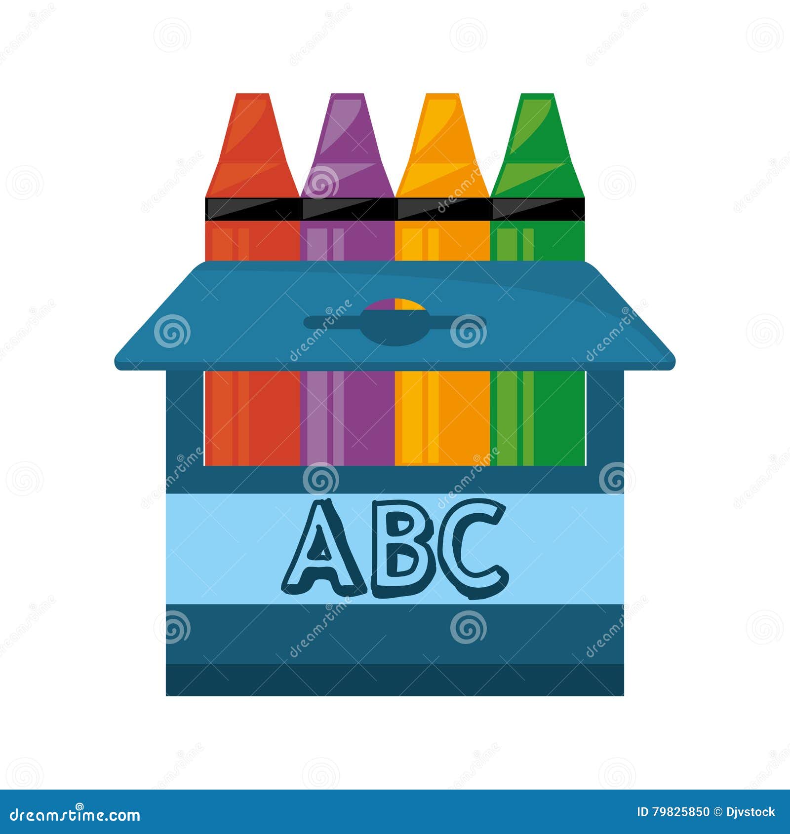 Crayons box isolated icon stock vector. Illustration of vector - 79825850