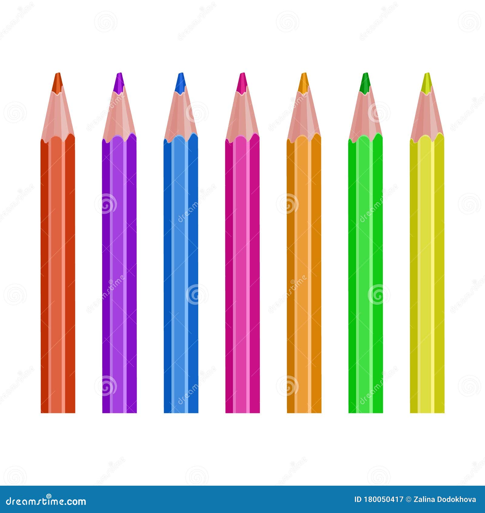 Crayons - Colored Pencil Set Loosely Arranged, Vector Illustration on ...