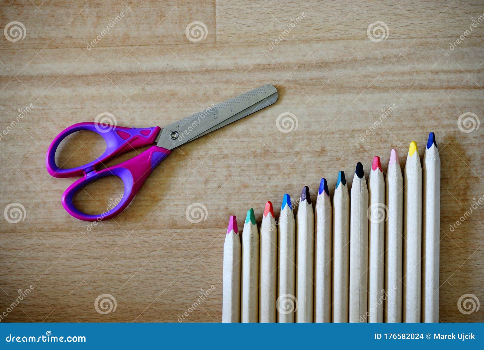 Crayons with Colored Tips Arranged from Smallest To Largest and ...