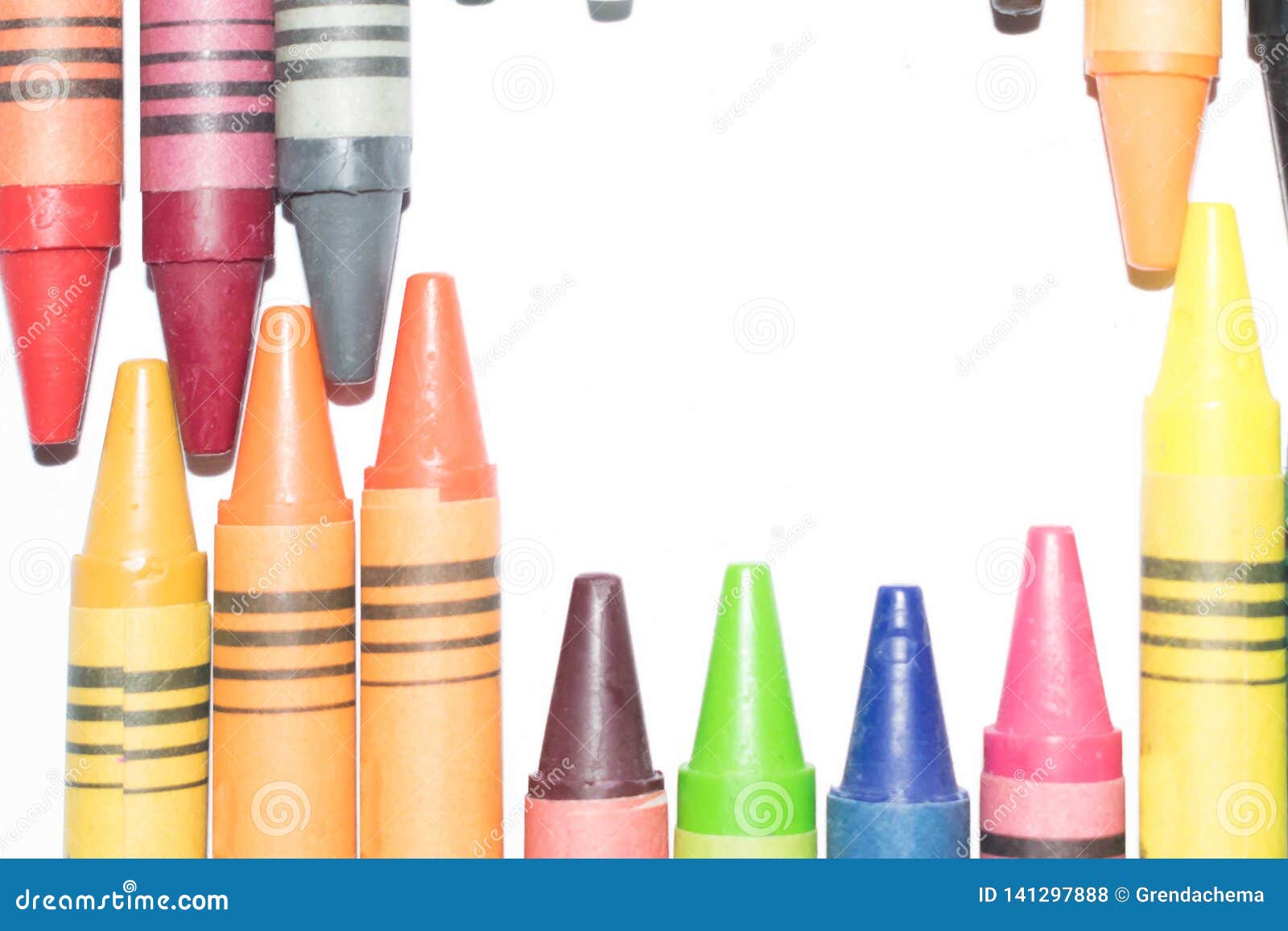 Crayons Facing Each Other with Space of Text Stock Photo - Image of ...