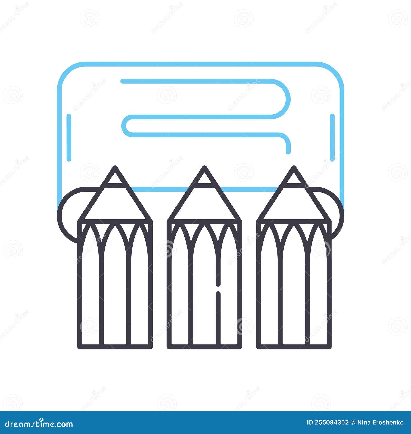 Crayons Line Icon, Outline Symbol, Vector Illustration, Concept Sign ...