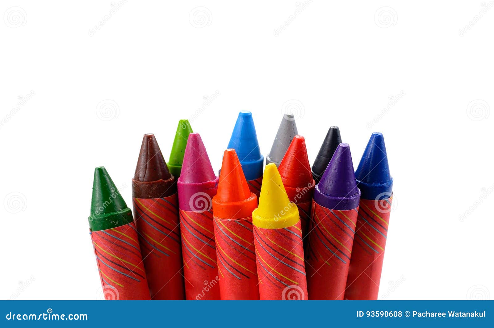 Crayons Lined Up in Rainbow Isolated on White Background. Stock Photo ...