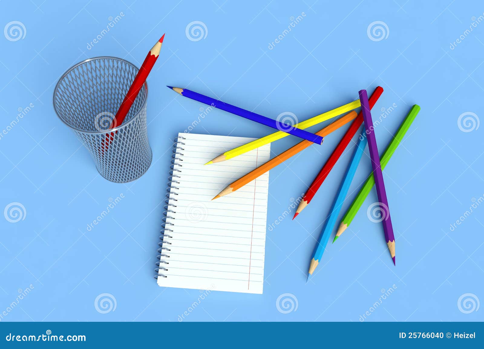 Crayons and notebook stock illustration. Illustration of creation ...