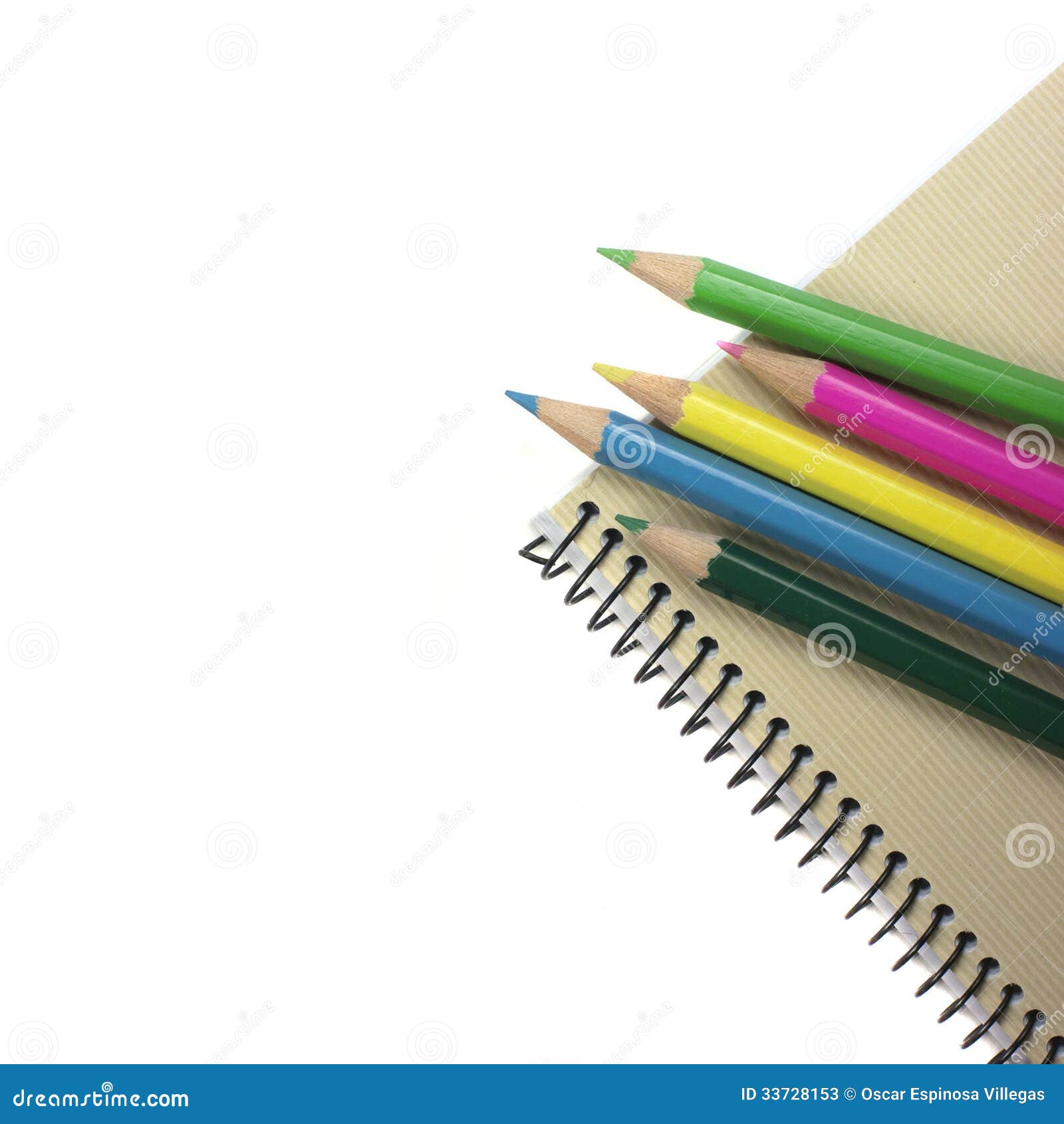 Crayons. Notepad. stock image. Image of notebook, green - 33728153