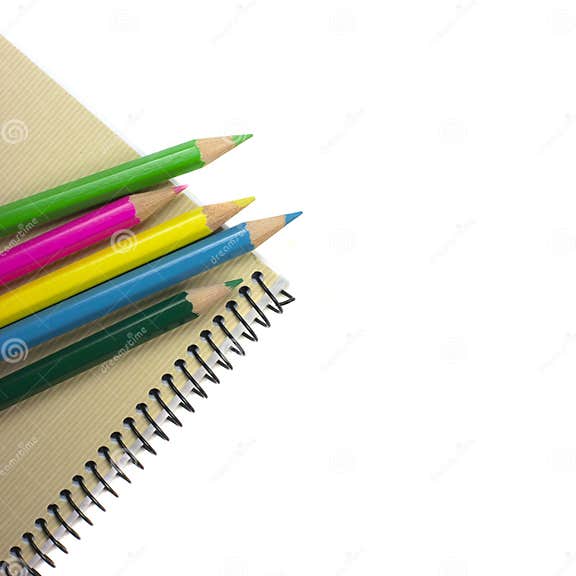 Crayons. Notepad. stock image. Image of green, creative - 33728165