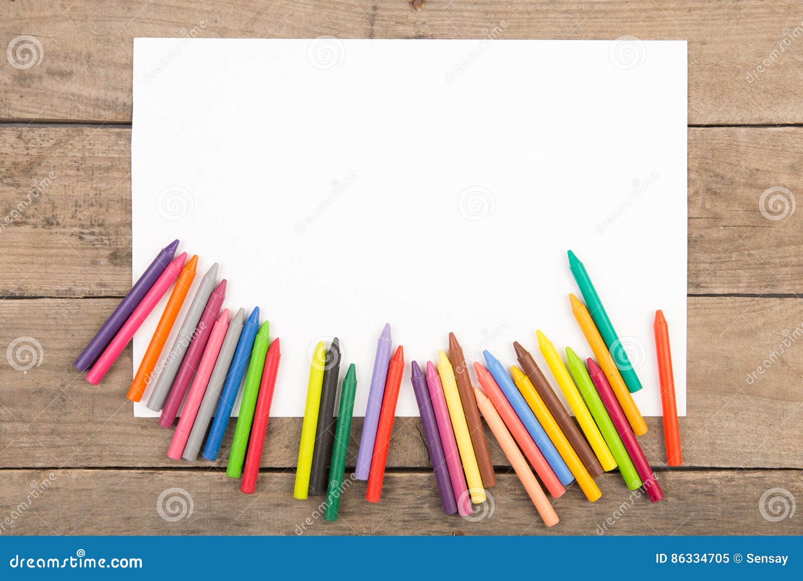 Crayons and Paper on the Desk Stock Image - Image of pencil, school ...