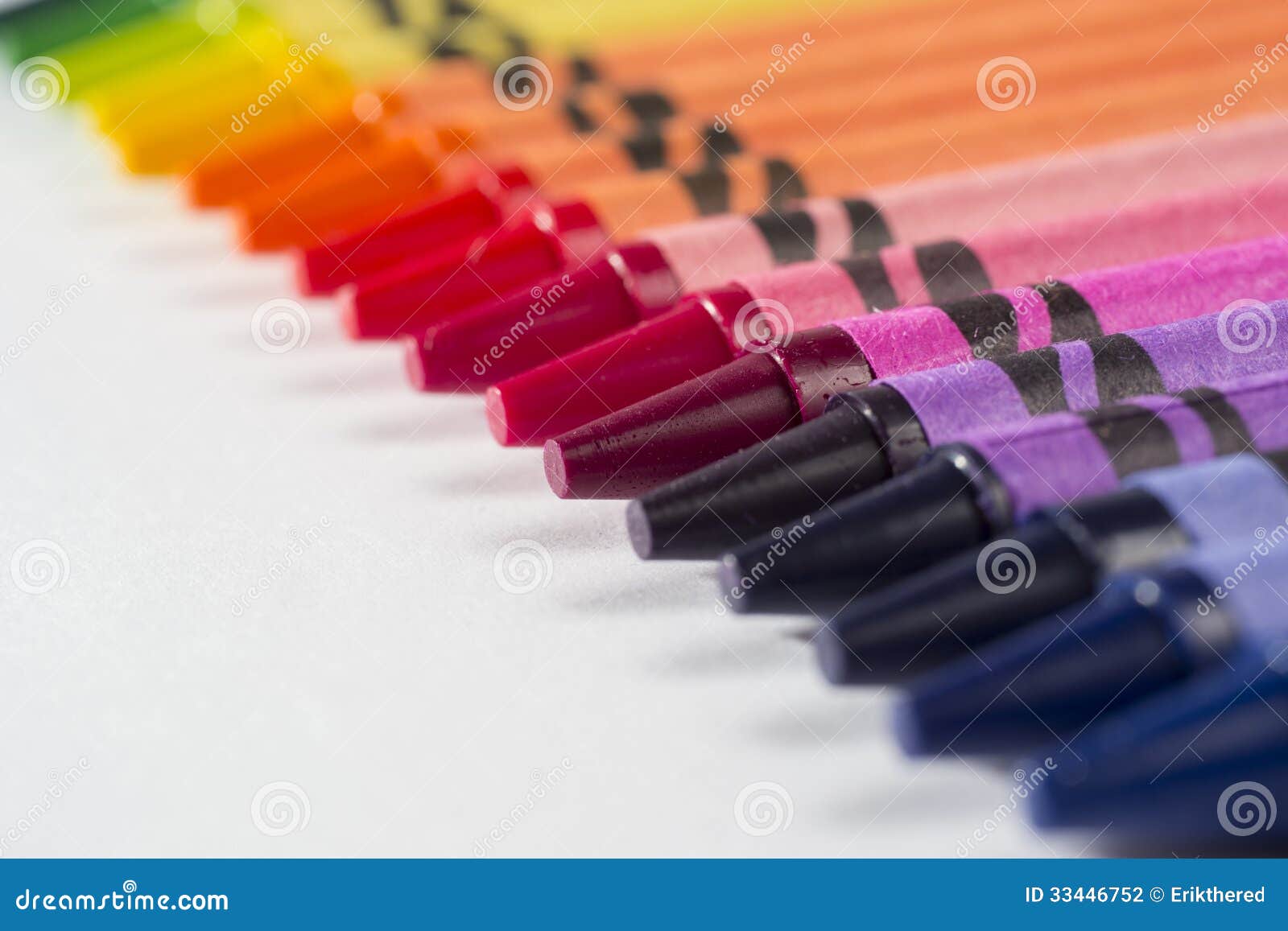 Crayons in a row stock photo. Image of group, draw, crayon - 33446752