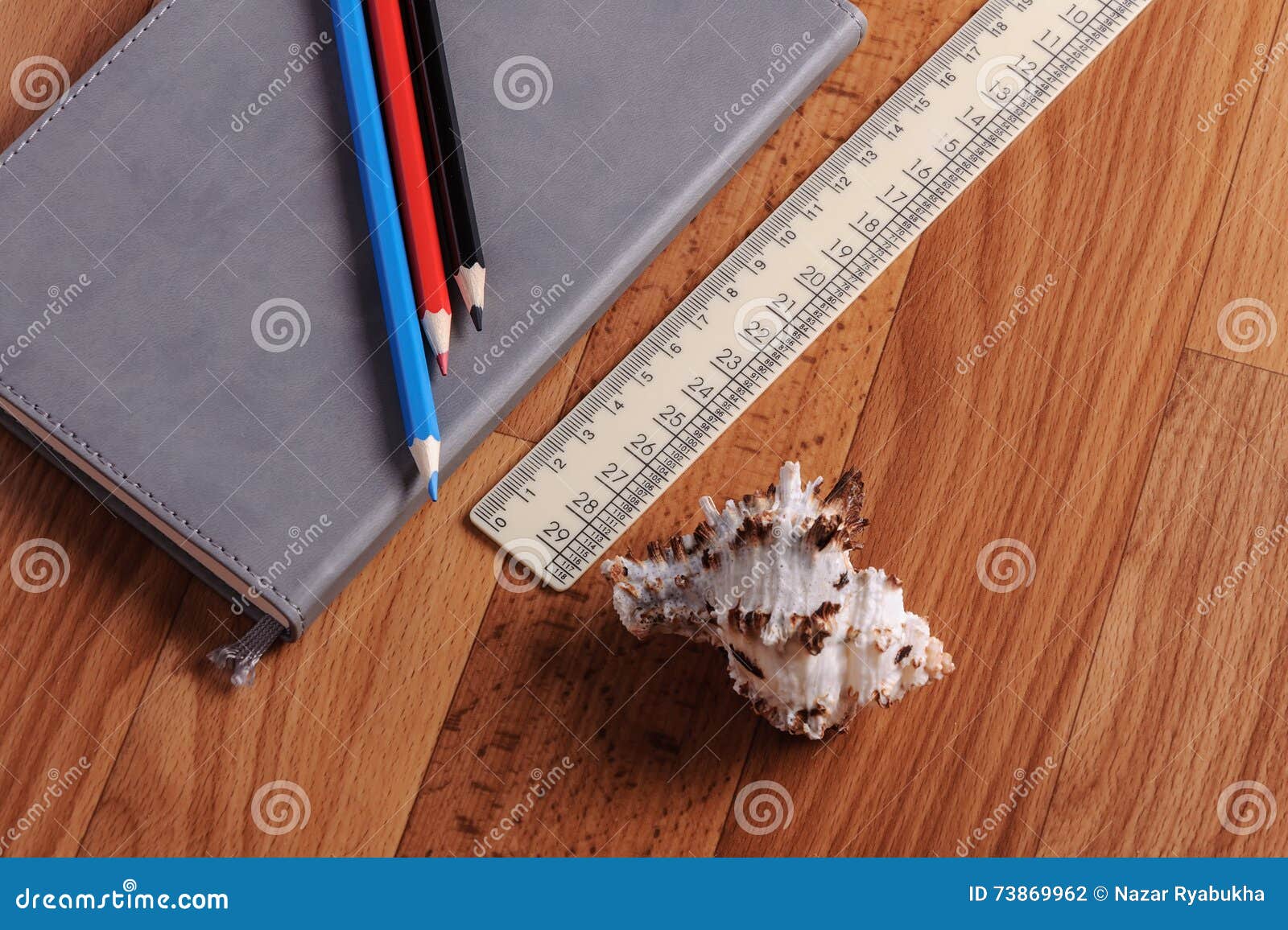 Crayons, a Ruler and Notepad Closeup Stock Photo - Image of orange ...