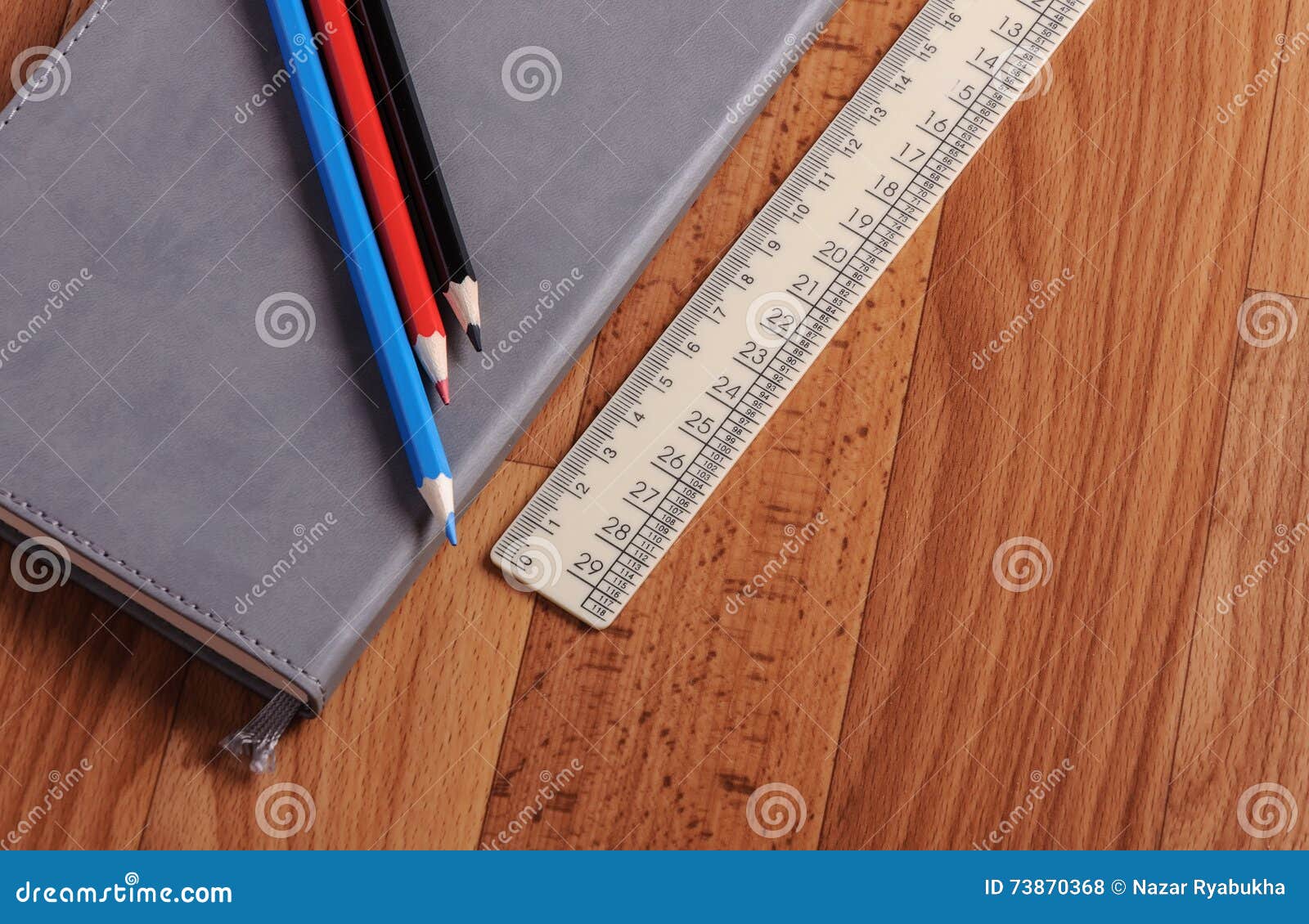 Crayons, a Ruler and Notepad Closeup Stock Photo - Image of copy ...