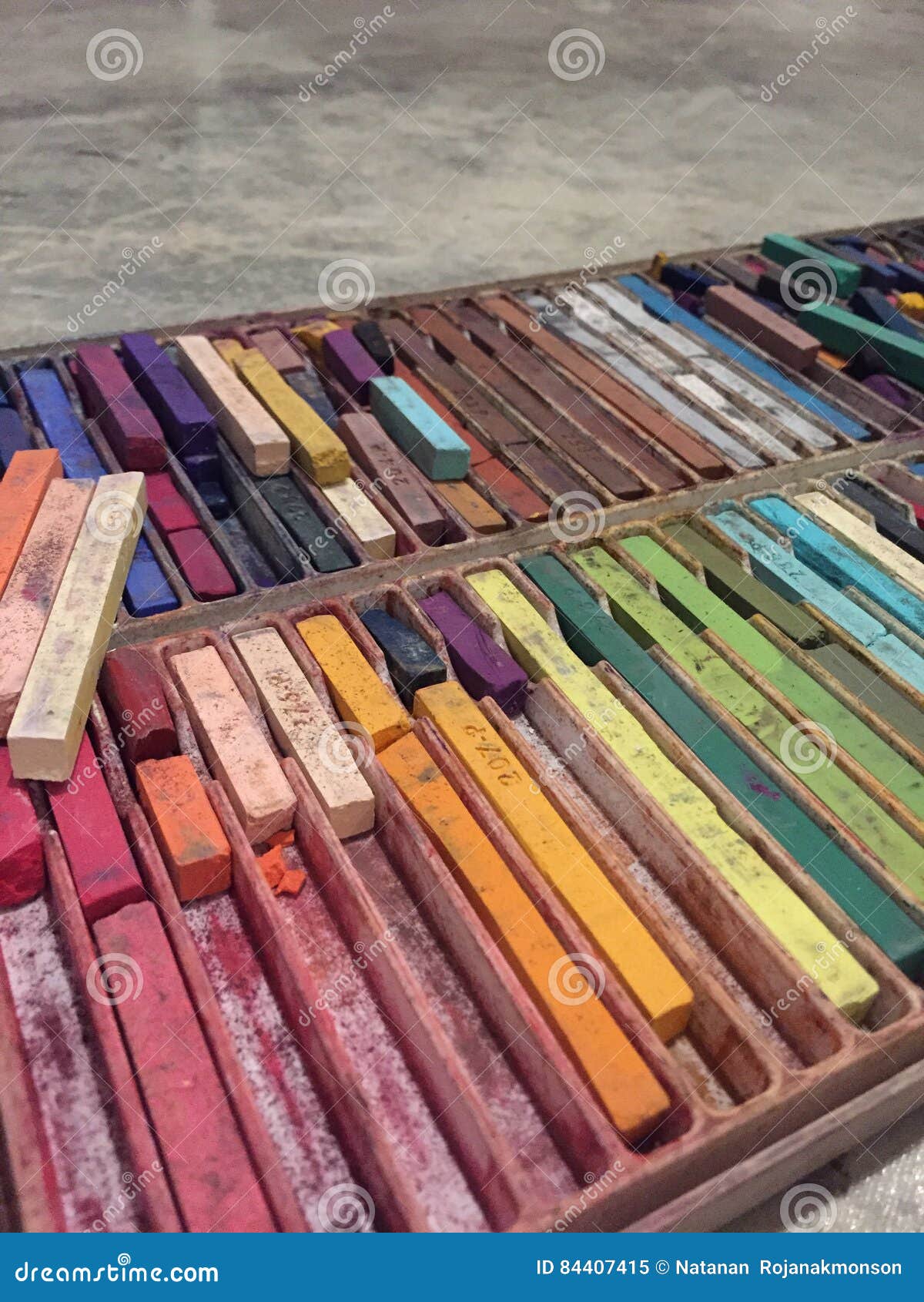 Crayons in tray stock image. Image of floor, tray, crayons - 84407415