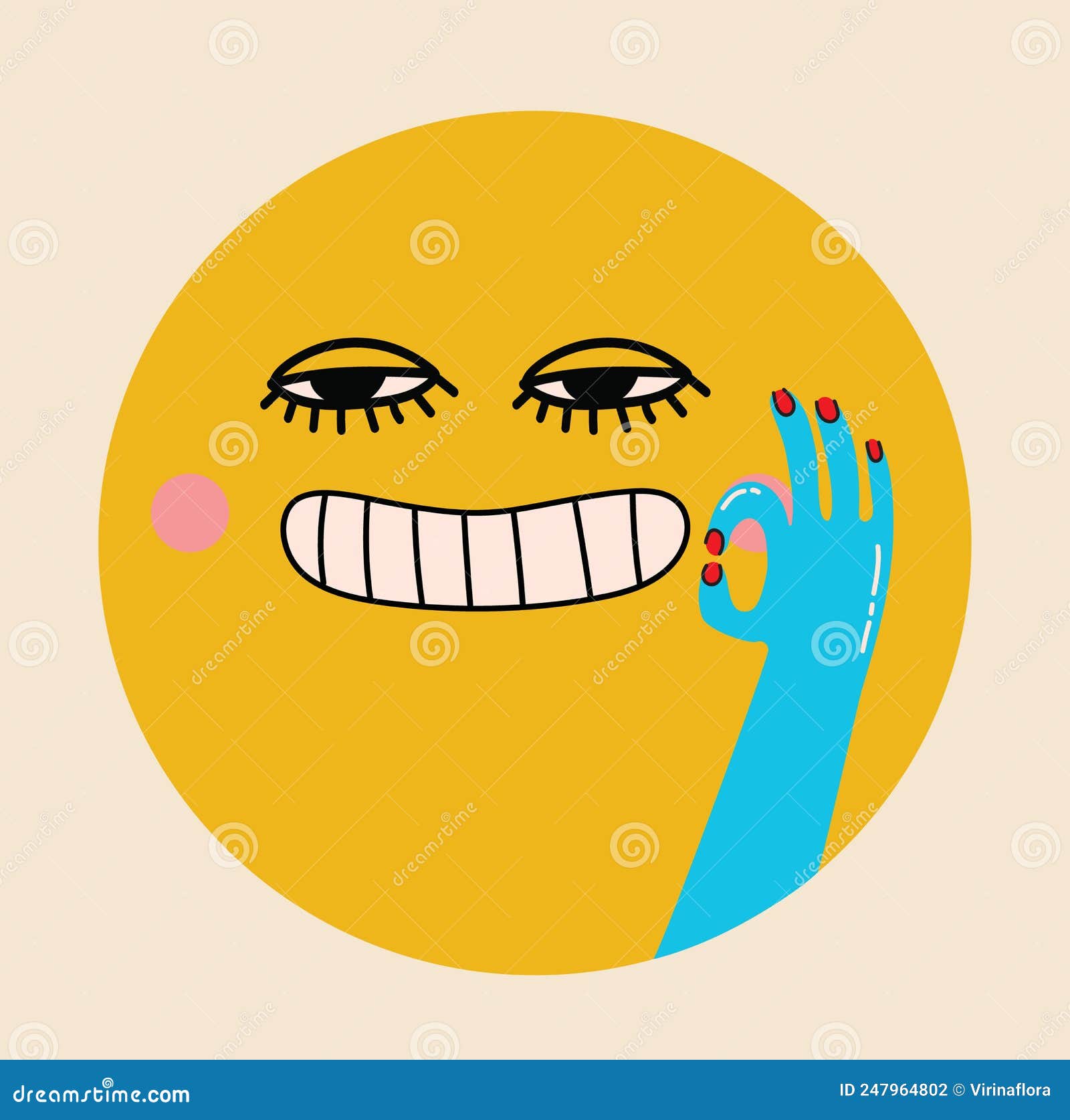 Crazy Abstract Comic Character Face. Bright Colors Cartoon Style Stock ...