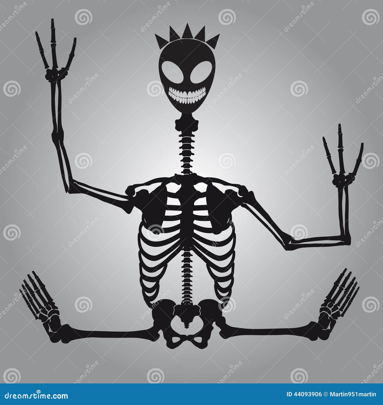 Crazy alien skeleton eps10 stock vector. Illustration of ...