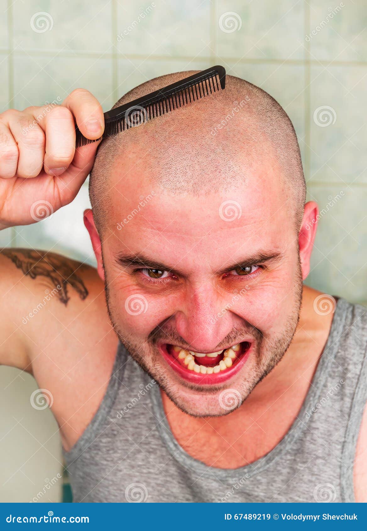 Crazy bald man stock image. Image of beauty, loss, head - 67489219