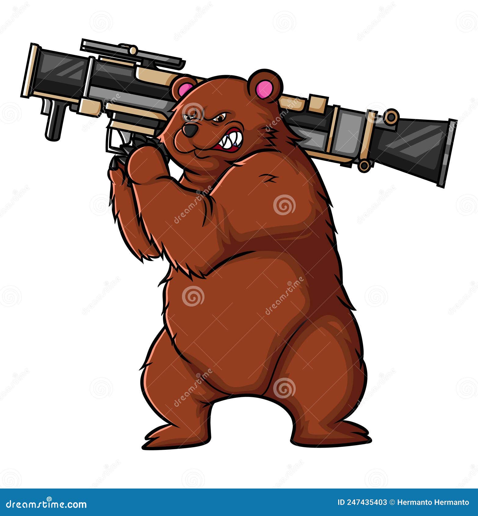 The Crazy Bear with the Bazooka Bomb Stock Vector - Illustration of ...