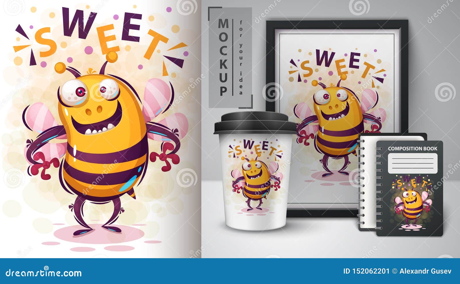 Crazy Bee - Mockup for Your Idea Stock Vector - Illustration of ...