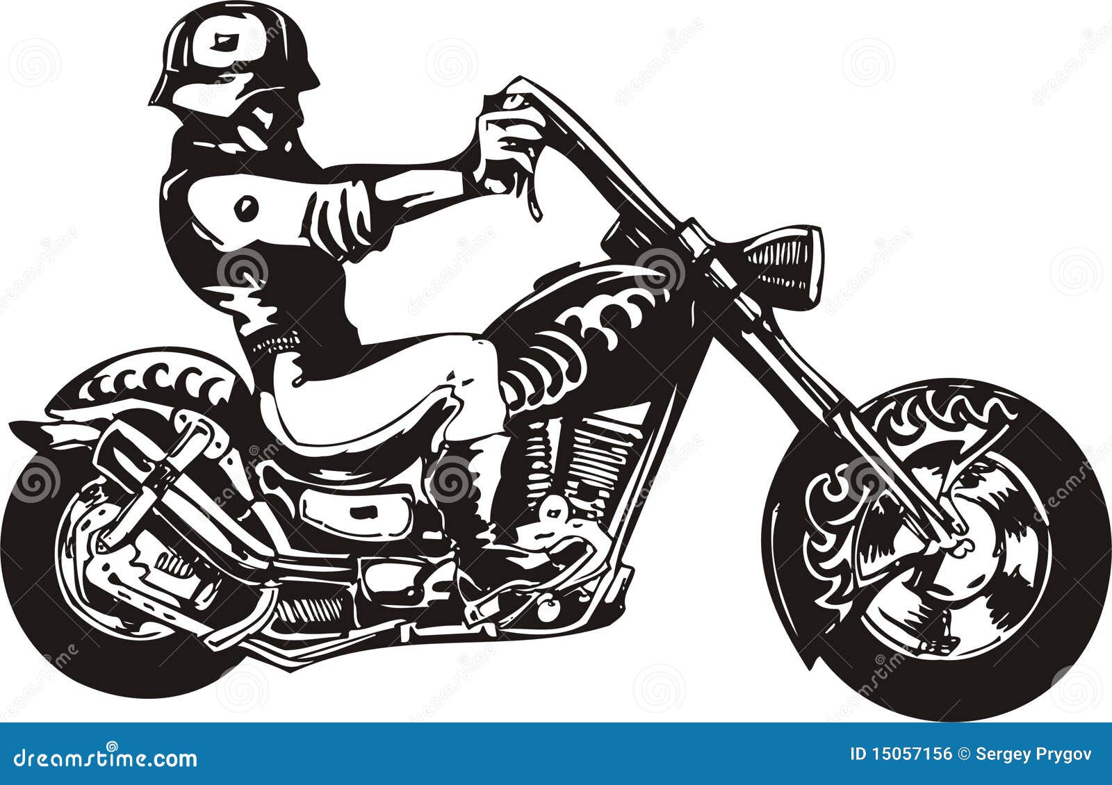 Crazy Biker On An Old School Chopper Motorcycle Cartoon Vector ...