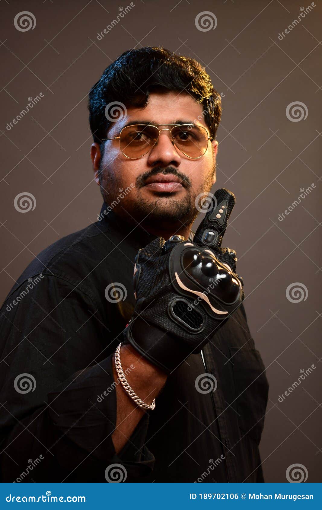 Crazy Biker Demonstrating Offensive Behavior Showing Middle Finger in ...