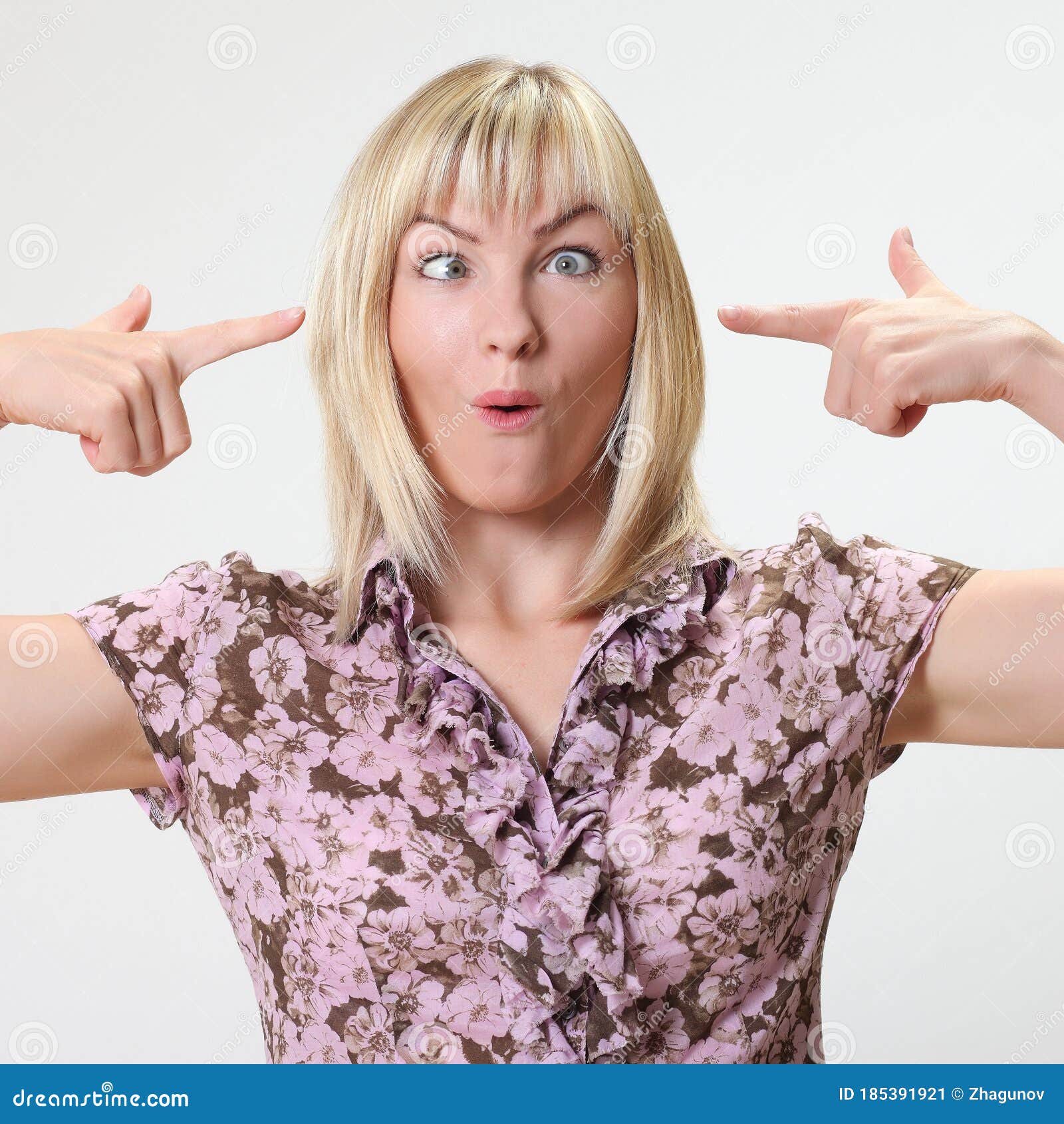 Crazy Young Blonde Woman Makes Squint for Fun Stock Image - Image of ...