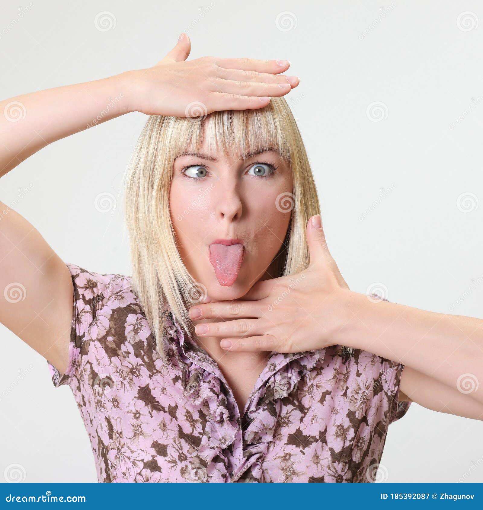 Crazy Young Blonde Woman Makes Squint for Fun Stock Image - Image of ...
