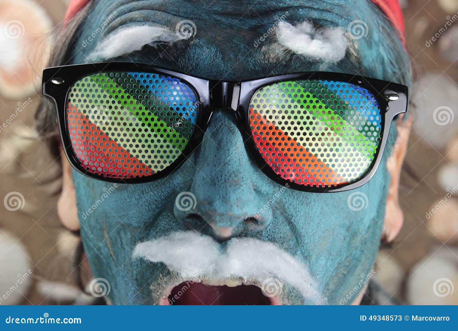 Crazy blue man stock image. Image of glasses, closeup - 49348573