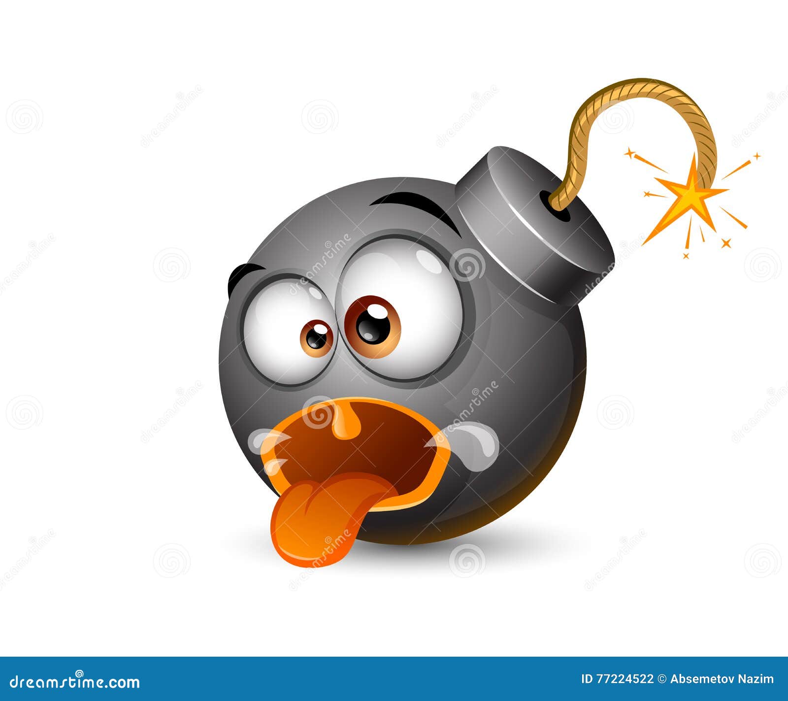 Crazy Bomb Petard Classic Character Isolated on White Background Stock ...