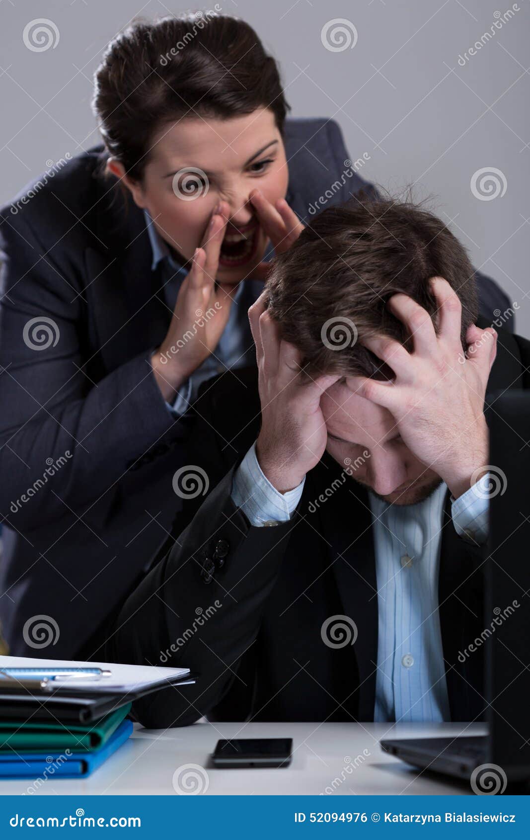 Crazy Boss Yelling at Employee Stock Photo - Image of anger, fear: 52094976