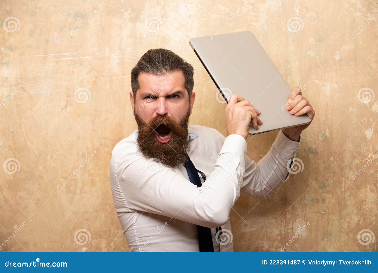 Crazy Business Man. Escape from Crisis. Funny Face. Stock Image - Image ...