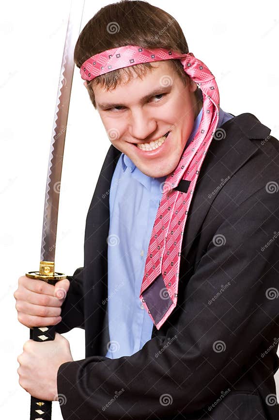 Crazy Business Man with a Sword Stock Photo - Image of goofy, idiot ...