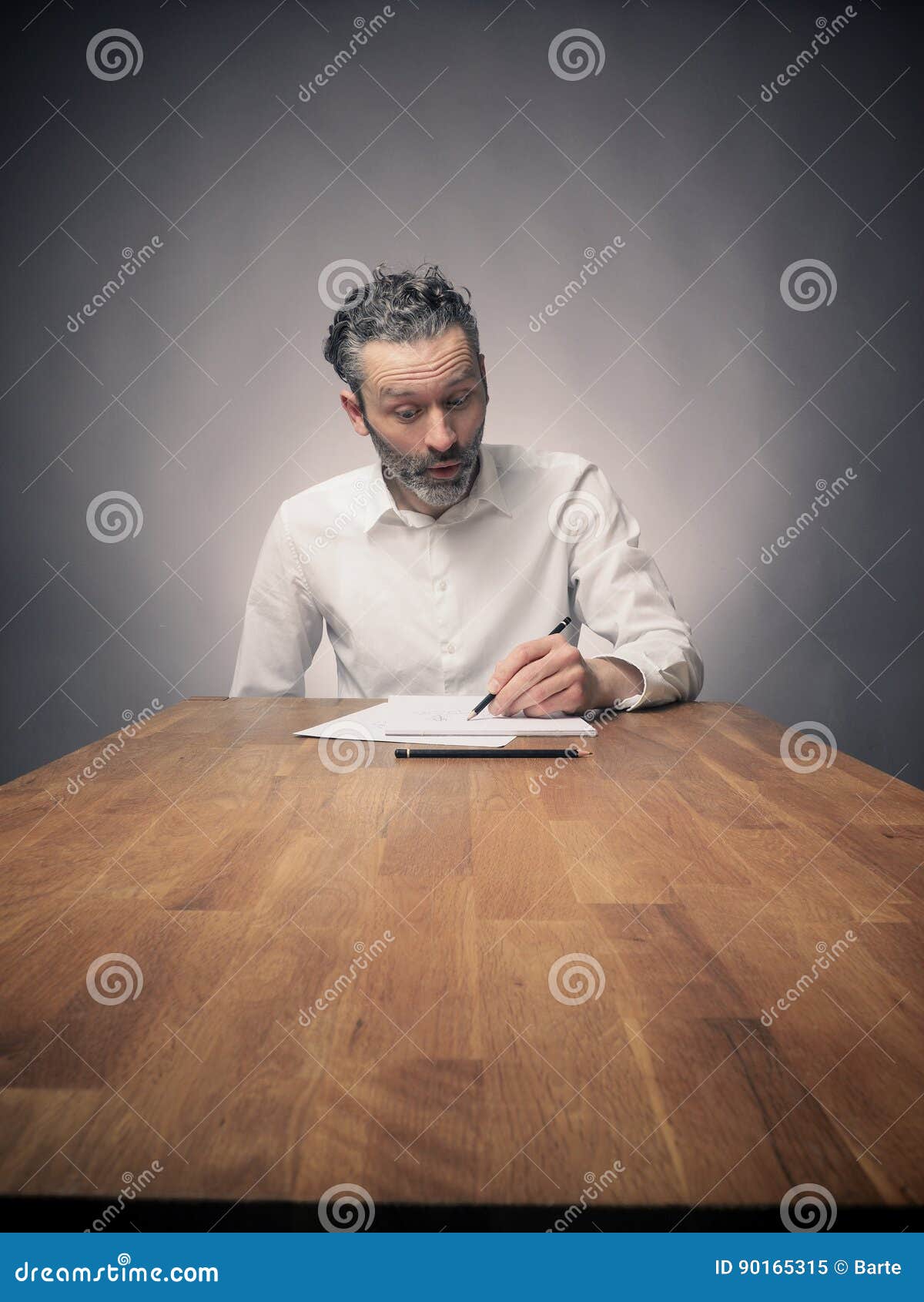 Crazy business man at work stock image. Image of pencil - 90165315
