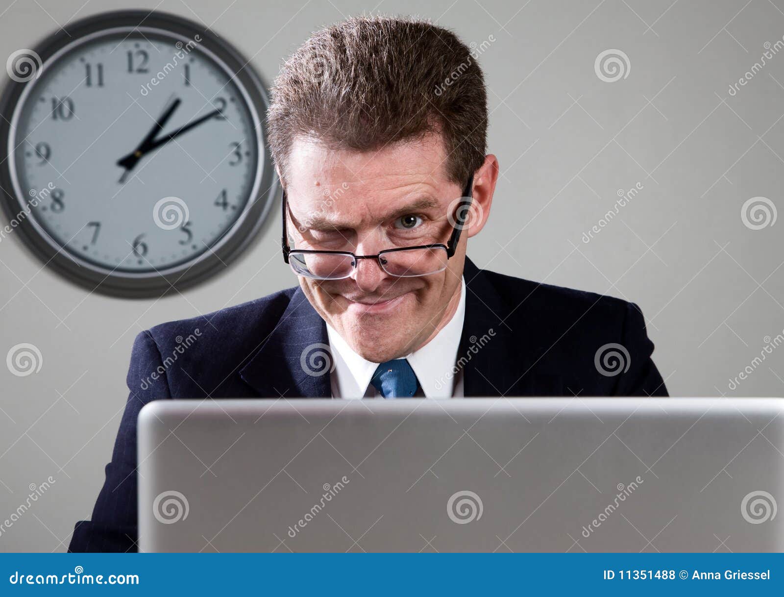 Crazy Businessman on Laptop Computer Stock Photo - Image of character ...