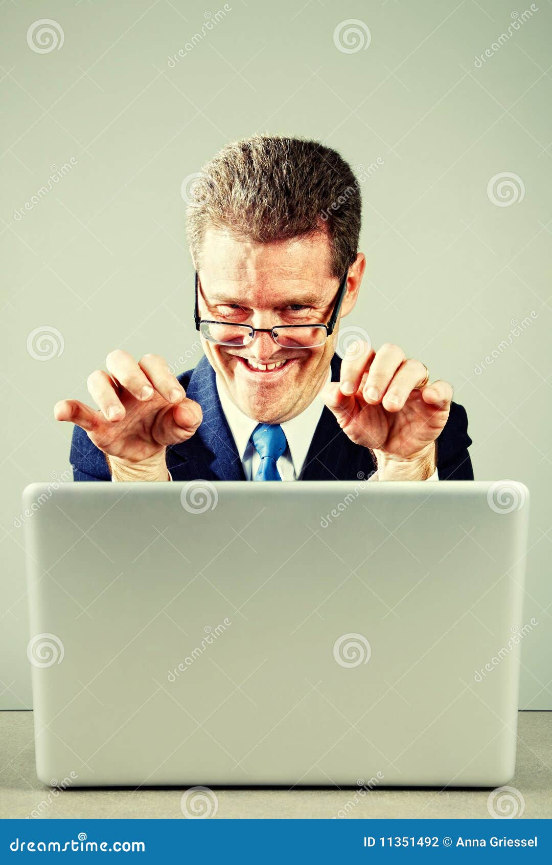 Crazy Businessman on Laptop Computer Stock Photo - Image of computer ...