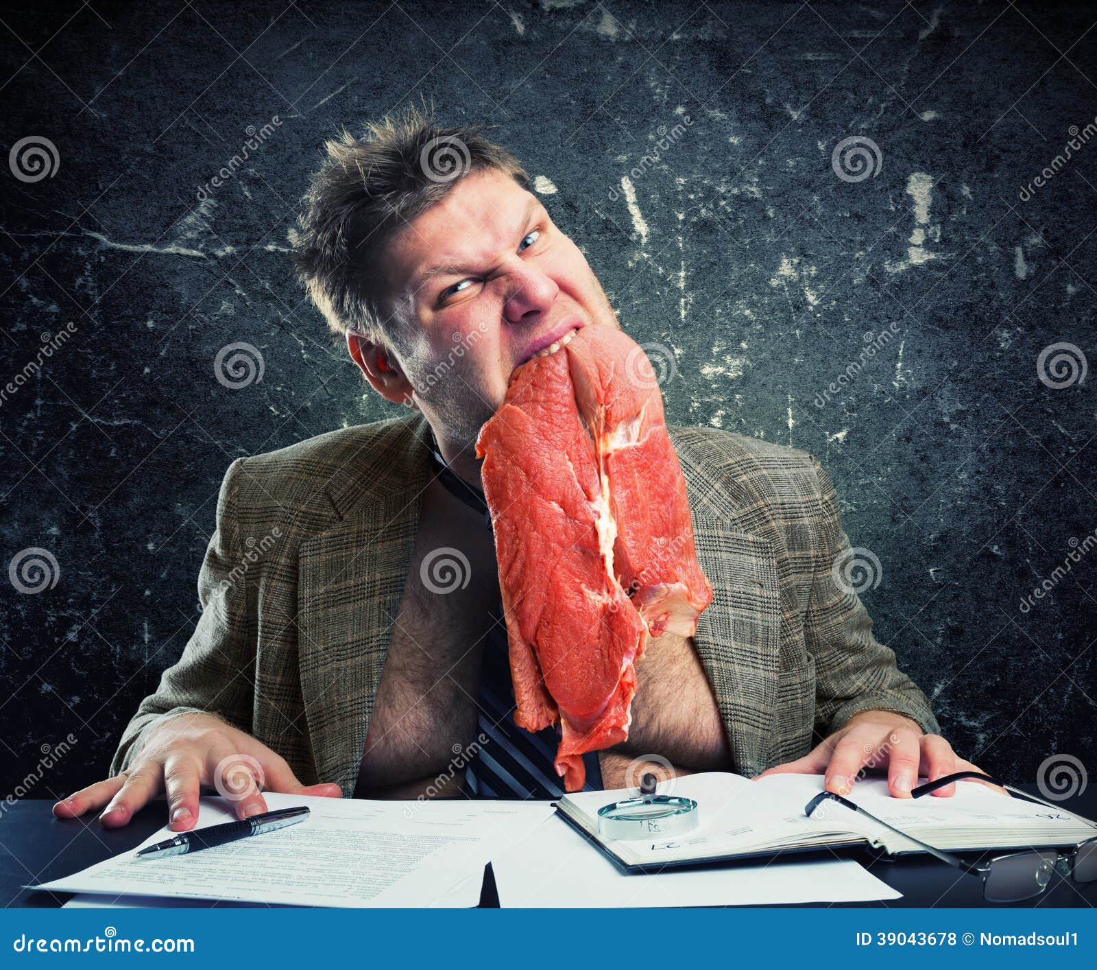Crazy Businessman with Meat Stock Photo - Image of frustration, mens ...